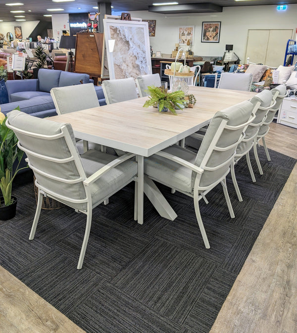 Sultan Outdoor Auto Extension Dining Table White - Moores Homemakers